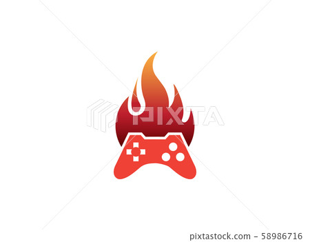 Console gamer fire symbol vector logo design - Stock Illustration ...