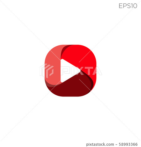 red play button for video or music logo template - Stock Illustration ...
