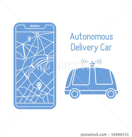 Autonomous delivery car Navigation remote control - Stock Illustration ...