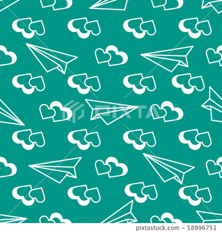 Pattern Paper airplane, hearts Valentine's Day - Stock Illustration ...