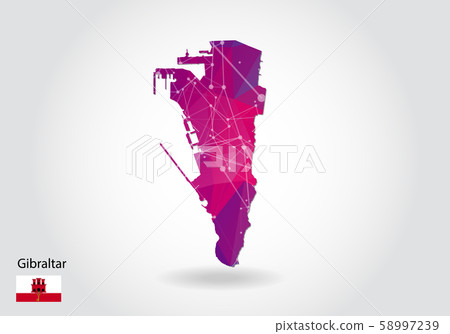 Vector polygonal gibraltar map. Low poly design. - Stock Illustration ...