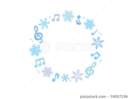 Colorful music notes snowflake circle frame - Stock Illustration ...