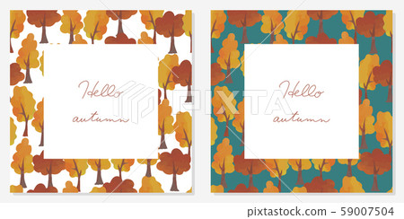 Wooden frame set autumn image - Stock Illustration [59007504] - PIXTA
