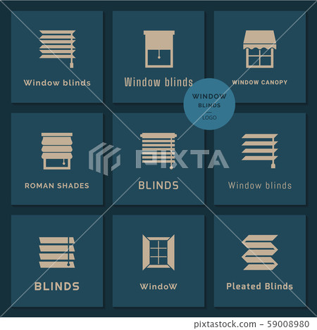 Vector isolated icons set of window blinds... - Stock Illustration ...