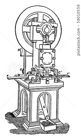 Minting Cutting Machine for Coins vintage - Stock Illustration ...