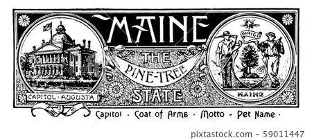 The state banner of Maine the pine tree state - Stock Illustration ...