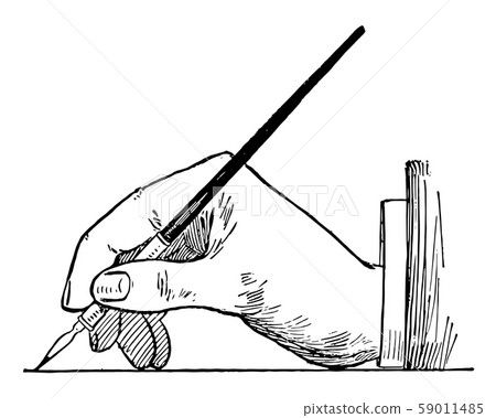 Side View of Position for Lettering Using Pen - Stock Illustration ...