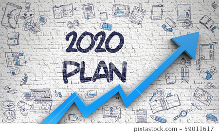 2020 Plan Drawn on Brick Wall. Illustration... - Stock Illustration ...