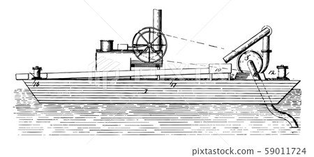 Original Gold Mining Device vintage illustration. - Stock Illustration ...