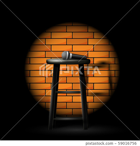 Stand up comedy show - microphone on stool in ray - Stock Illustration ...