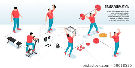 Isometric Fitness Transformation Infographics - Stock Illustration ...