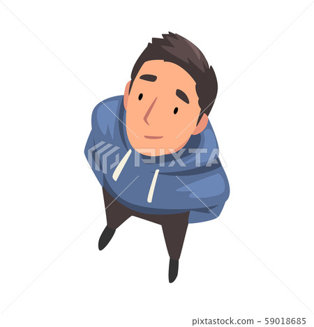 Man Character Looking Up, View from Above... - Stock Illustration ...