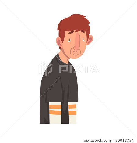Apathetic Unhappy Young Man, Male Character... - Stock Illustration ...