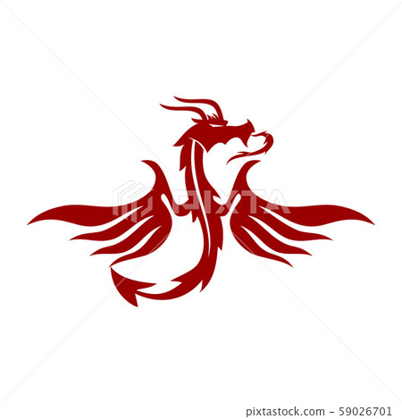 Dragon Flying Logo Design Mascot Template Vector - Stock Illustration ...