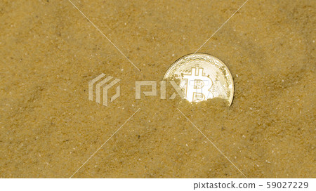 bitcoin on golden sand - Stock Photo [59027229] - PIXTA