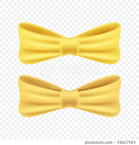 Satin golden bow tie, bright gold yellow ribbon. - Stock Illustration ...