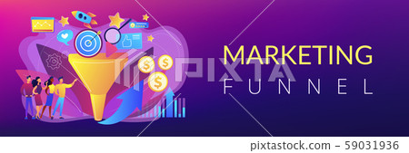 Marketing funnel concept banner header. - Stock Illustration [59031936 ...