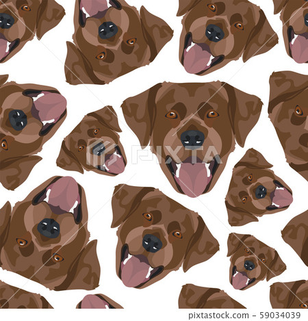 Illustration seamless pattern chocolate Labrador - Stock Illustration ...