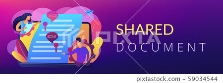 Shared document concept banner header. - Stock Illustration [59034544 ...