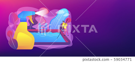 Pool and outdoor cleaning concept banner header. - Stock Illustration ...