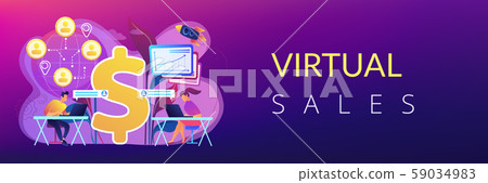 Virtual sales concept banner header. - Stock Illustration [59034983 ...