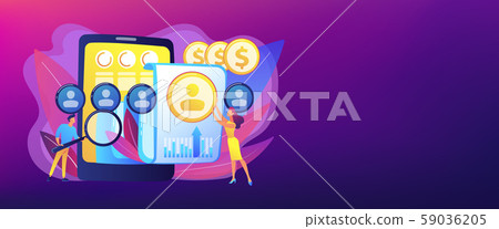Mobile expense management concept banner header. - Stock Illustration ...