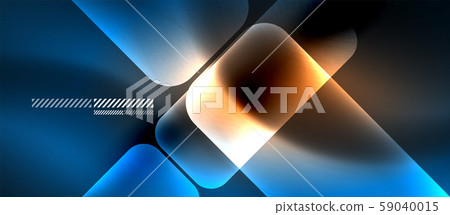 Glass neon block and lines abstract background-插圖素材 [59040015] - PIXTA圖庫