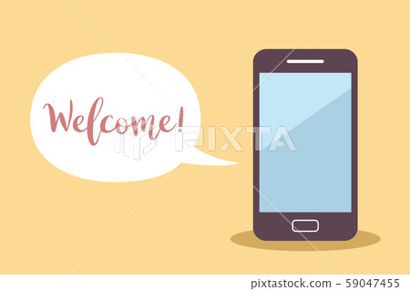 Flat syle smartphone with welcome! text - Stock Illustration [59047455 ...