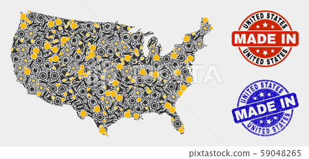Mosaic United States Map of Industry Elements... - Stock Illustration ...