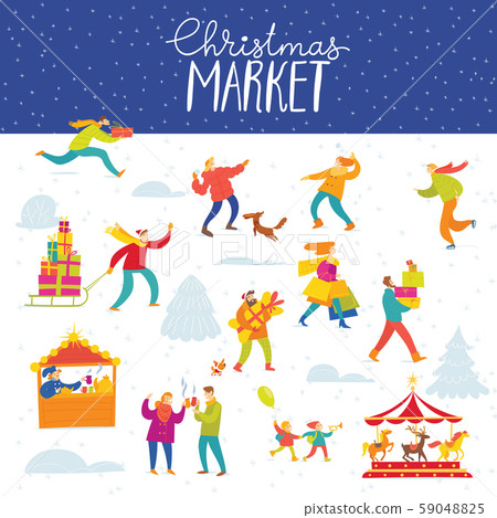 Vector Christmas winter market design for... - Stock Illustration ...