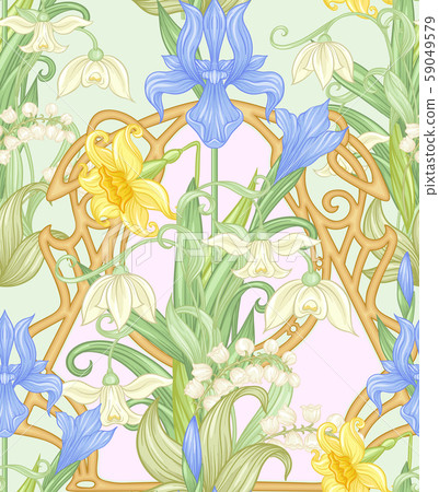 Spring flowers seamless pattern, background. - Stock Illustration ...