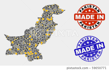 Mosaic Pakistan Map of Industry Elements and... - Stock Illustration ...