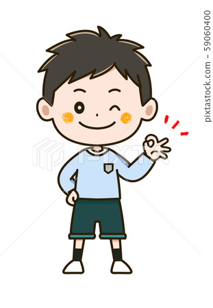 OK sign boy pose illustration - Stock Illustration [59060400] - PIXTA