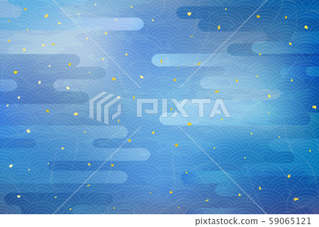 Blue Japanese background and clouds - Stock Illustration [59065121] - PIXTA