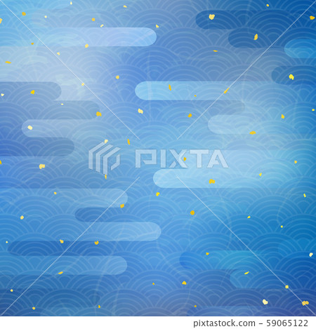 Blue Japanese background and clouds - Stock Illustration [59065122] - PIXTA
