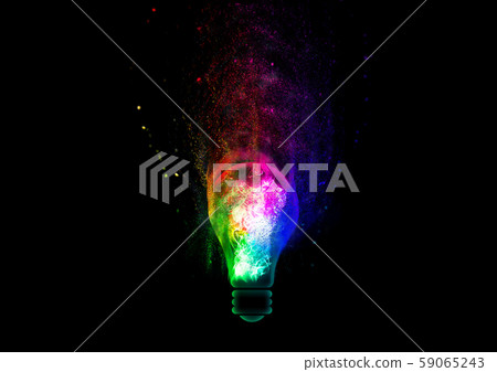 Abstract light bulb shining in rainbow colors - Stock Illustration ...