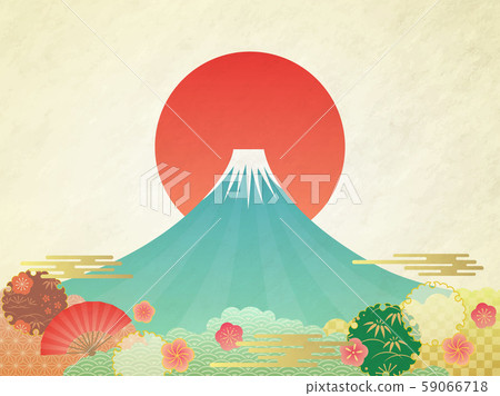 Mount Fuji and the folding fan - Stock Illustration [59066718] - PIXTA
