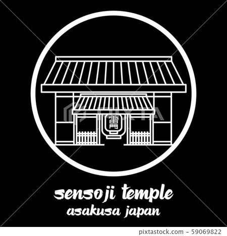 Circle icon line Sensoji Temple. vector... - Stock Illustration ...