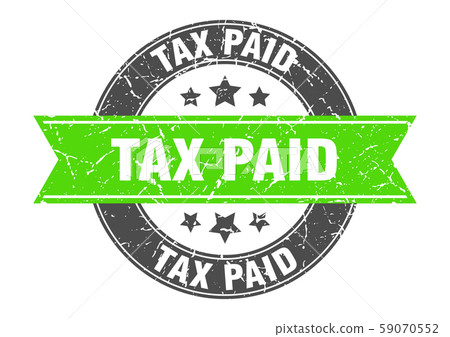 tax paid round stamp with green ribbon. tax paid - Stock Illustration ...