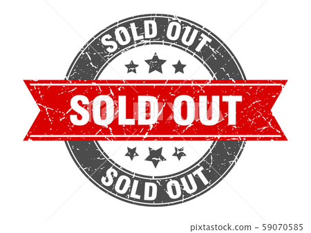 sold out round stamp with red ribbon. sold out - Stock Illustration ...