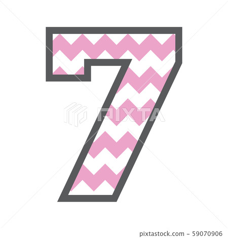 7 Seven Chevron Number with colorful pink and - Stock Illustration ...