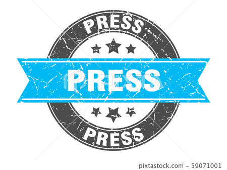 press round stamp with turquoise ribbon. press - Stock Illustration ...
