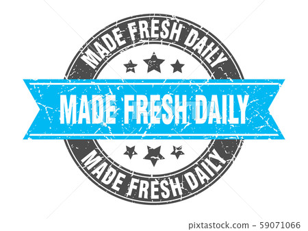 made fresh daily round stamp with turquoise - Stock Illustration ...