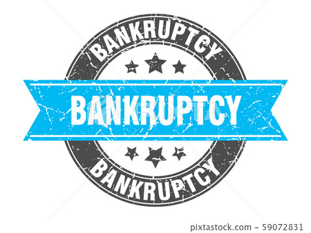 bankruptcy round stamp with turquoise ribbon. - Stock Illustration ...
