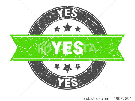 yes round stamp with green ribbon. yes - Stock Illustration [59072894 ...