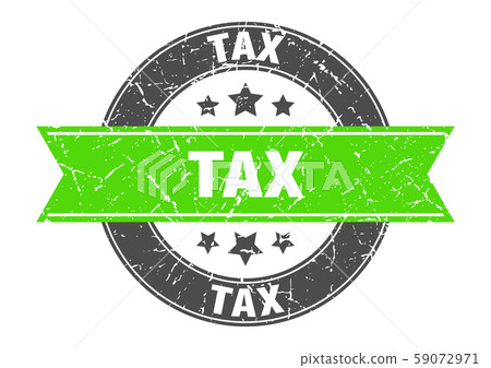 tax round stamp with green ribbon. tax - Stock Illustration [59072971 ...