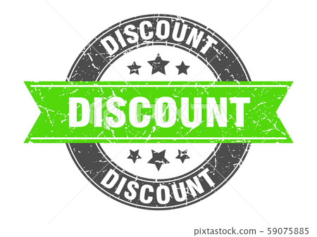 discount round stamp with green ribbon. discount - Stock Illustration ...