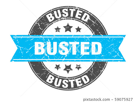 busted round stamp with turquoise ribbon. busted - Stock Illustration ...