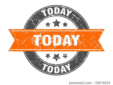 today round stamp with orange ribbon. today - Stock Illustration ...