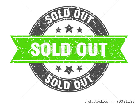 sold out round stamp with green ribbon. sold out - Stock Illustration ...